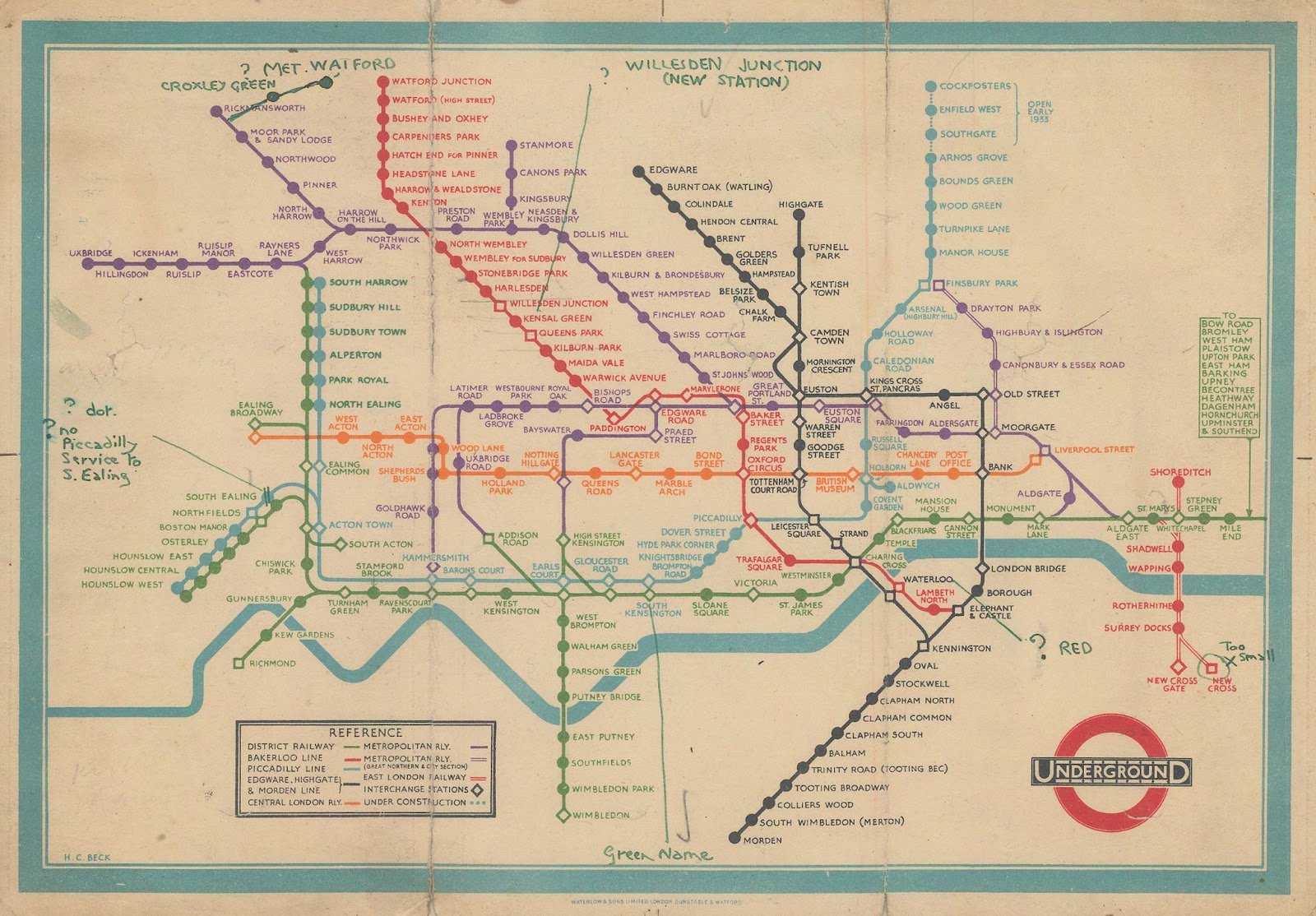 Old map of London Underground from 90 years ago reveals changes in ...